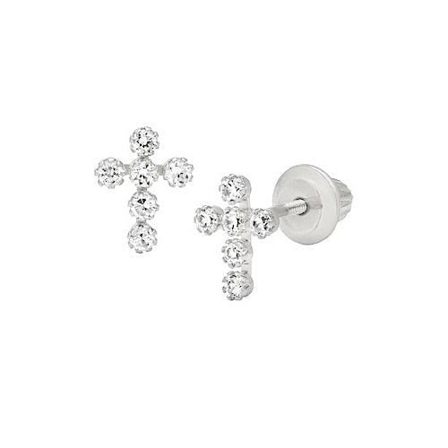 White gold cubic zirconia earrings screw back store